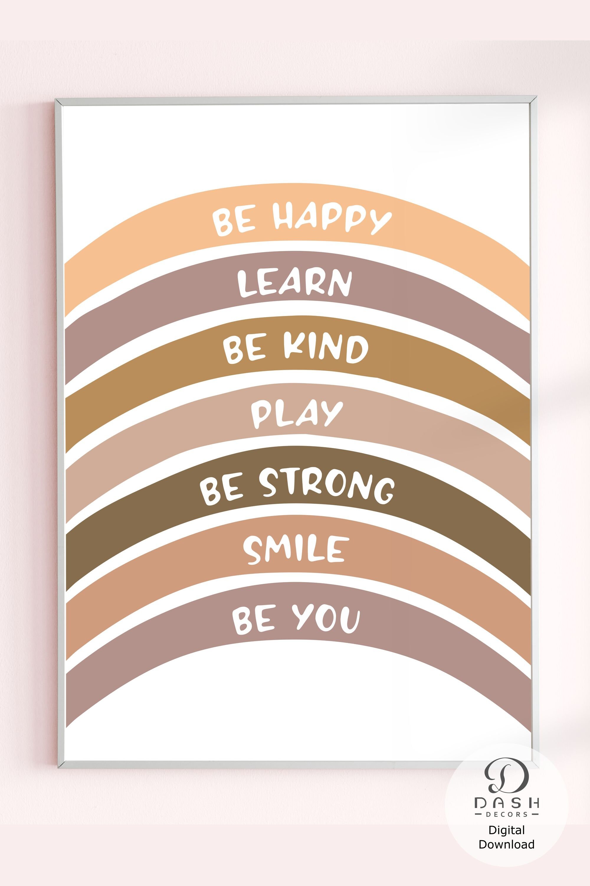 Boho Rainbow Daily Affirmation Wall Art for Kid's Room, Playroom ...