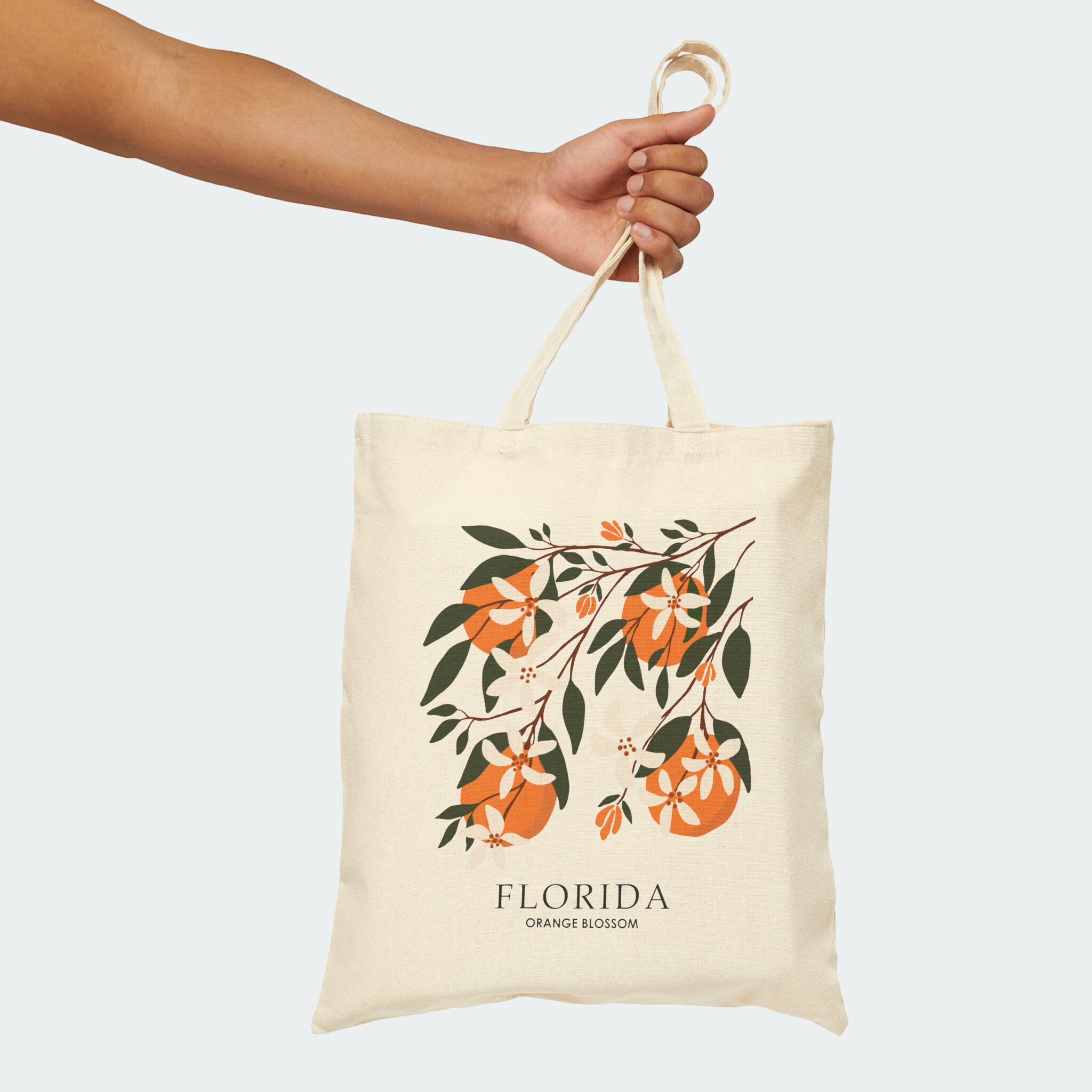 Florida Orange Blossom Cotton Canvas Tote Bag 15 X 16 Florida State ...