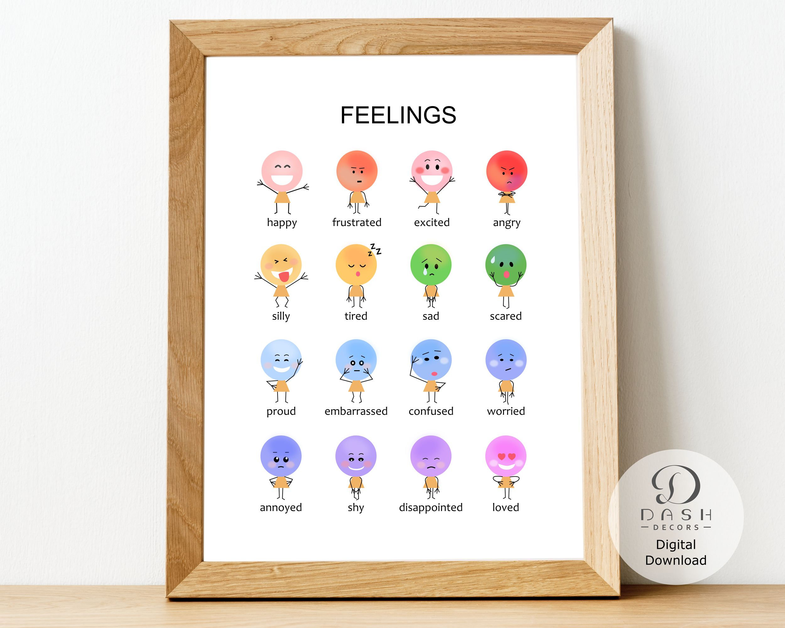 Printable Emotion Chart Poster for Kid and Montessori Preschool ...