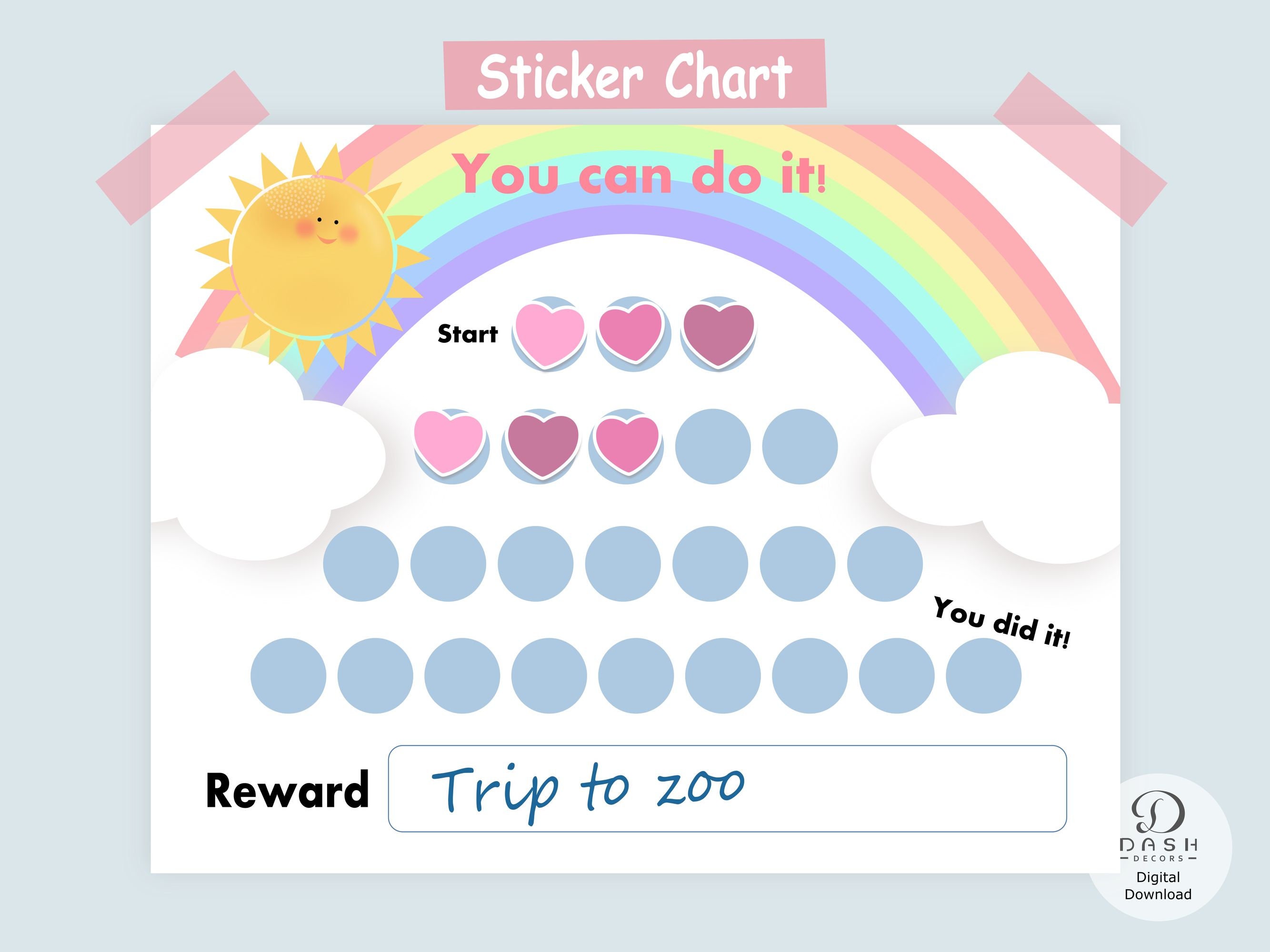 Printable Rainbow Reward Chart for Kids Potty Chart Sleep | Etsy Canada