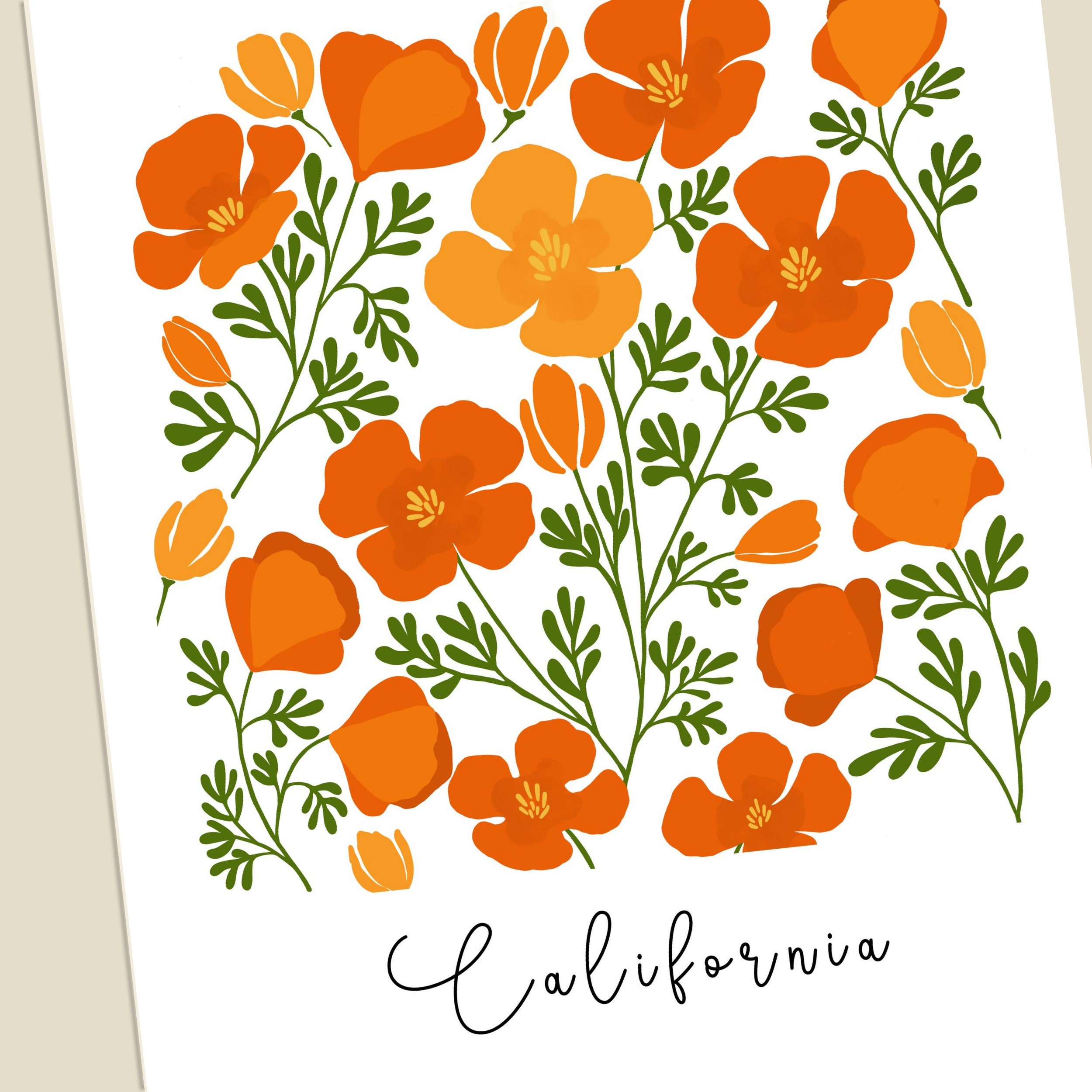 California Poppy Flower Art Print, California Flower Market Print ...