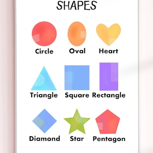 Geometric Shapes Printable Poster & Chart - Rainbow Color Montessori ...