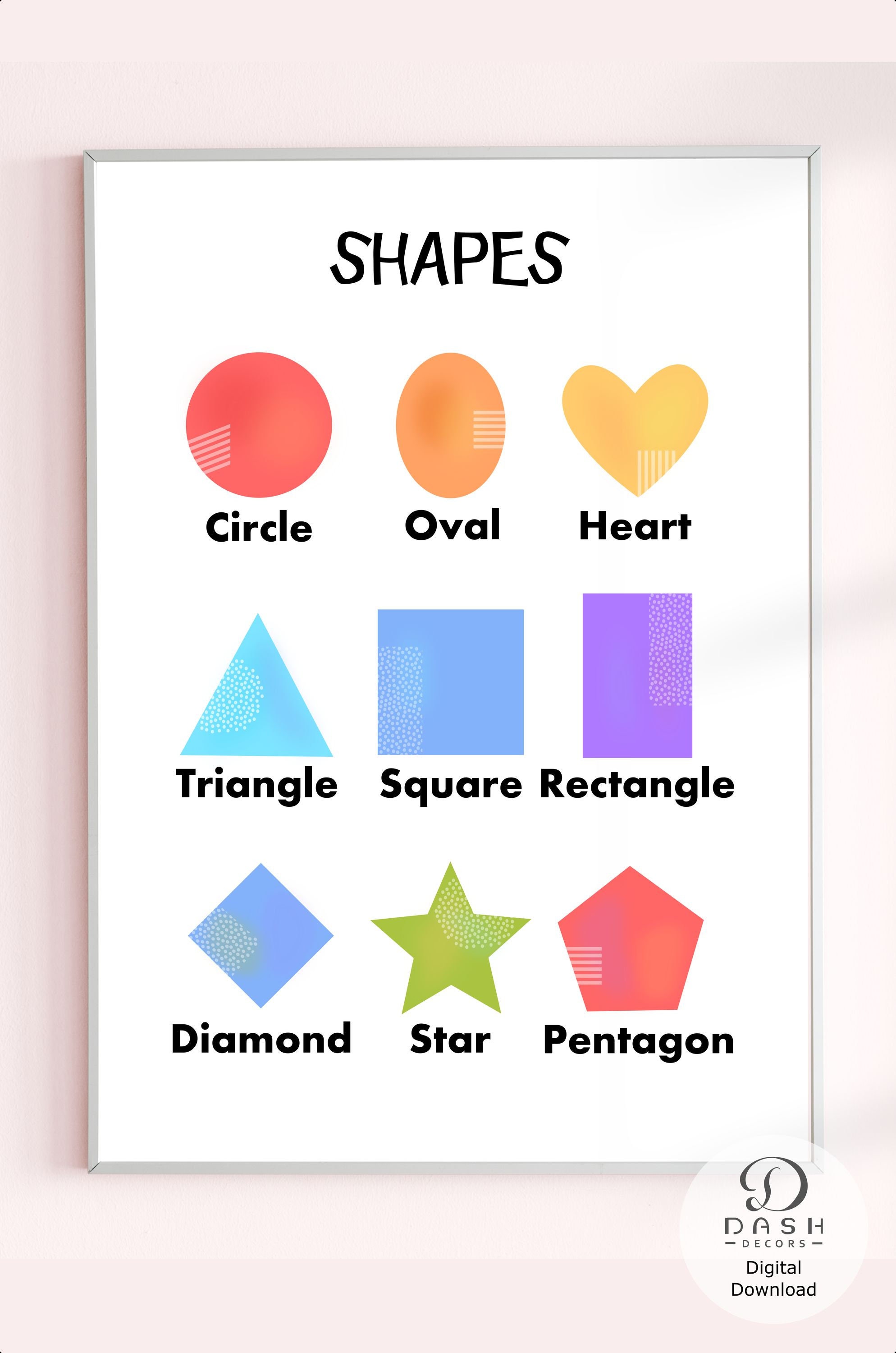Geometric Shapes Printable Poster & Chart Rainbow Color - Etsy