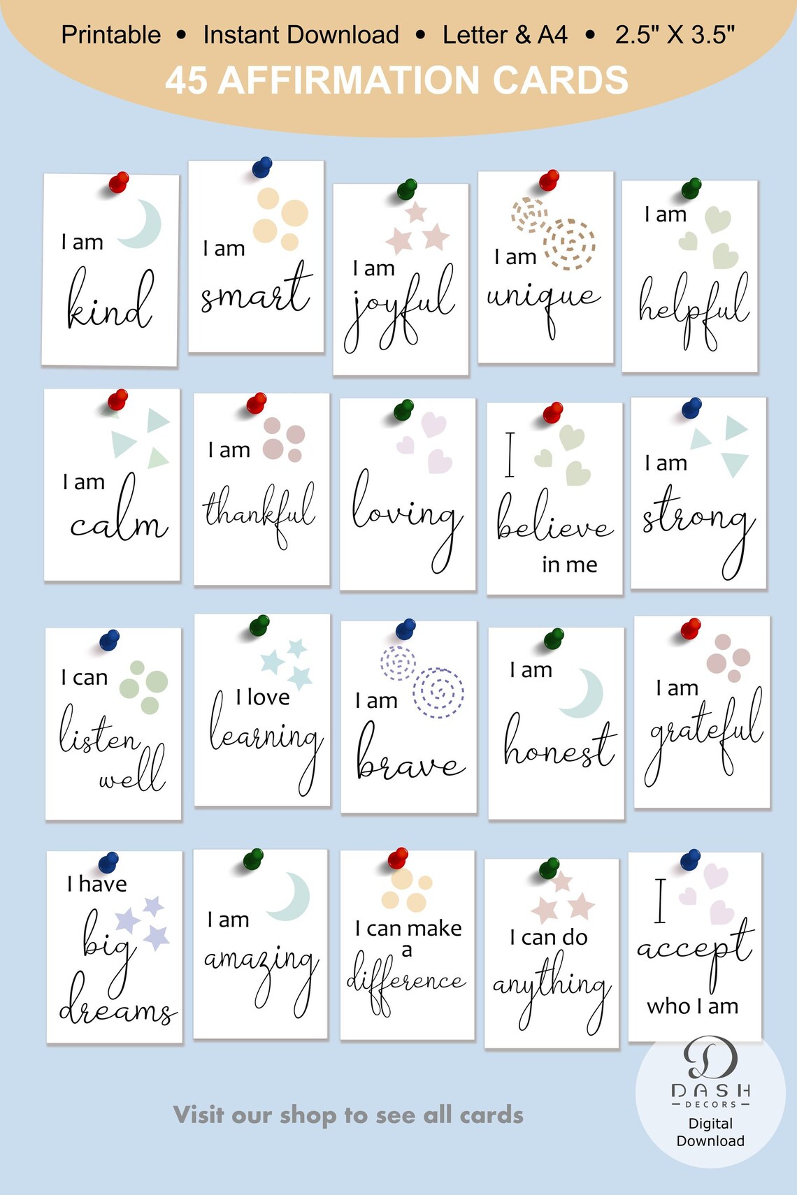 Printable Toddler Affirmation Cards Set for Kids & Toddlers Set of 48 ...