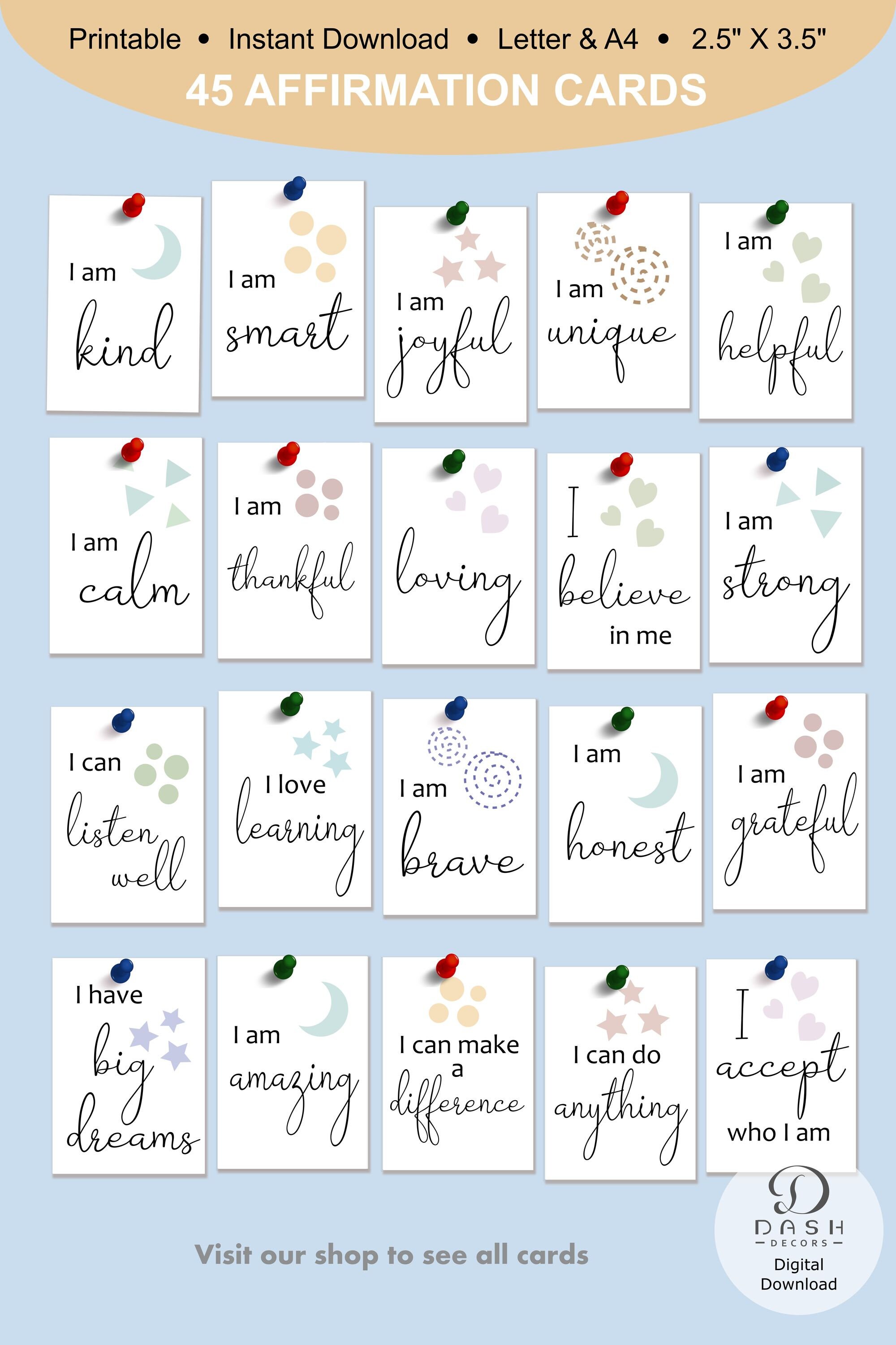 Printable Toddler Affirmation Cards Set for Kids & Toddlers Set of 48 ...