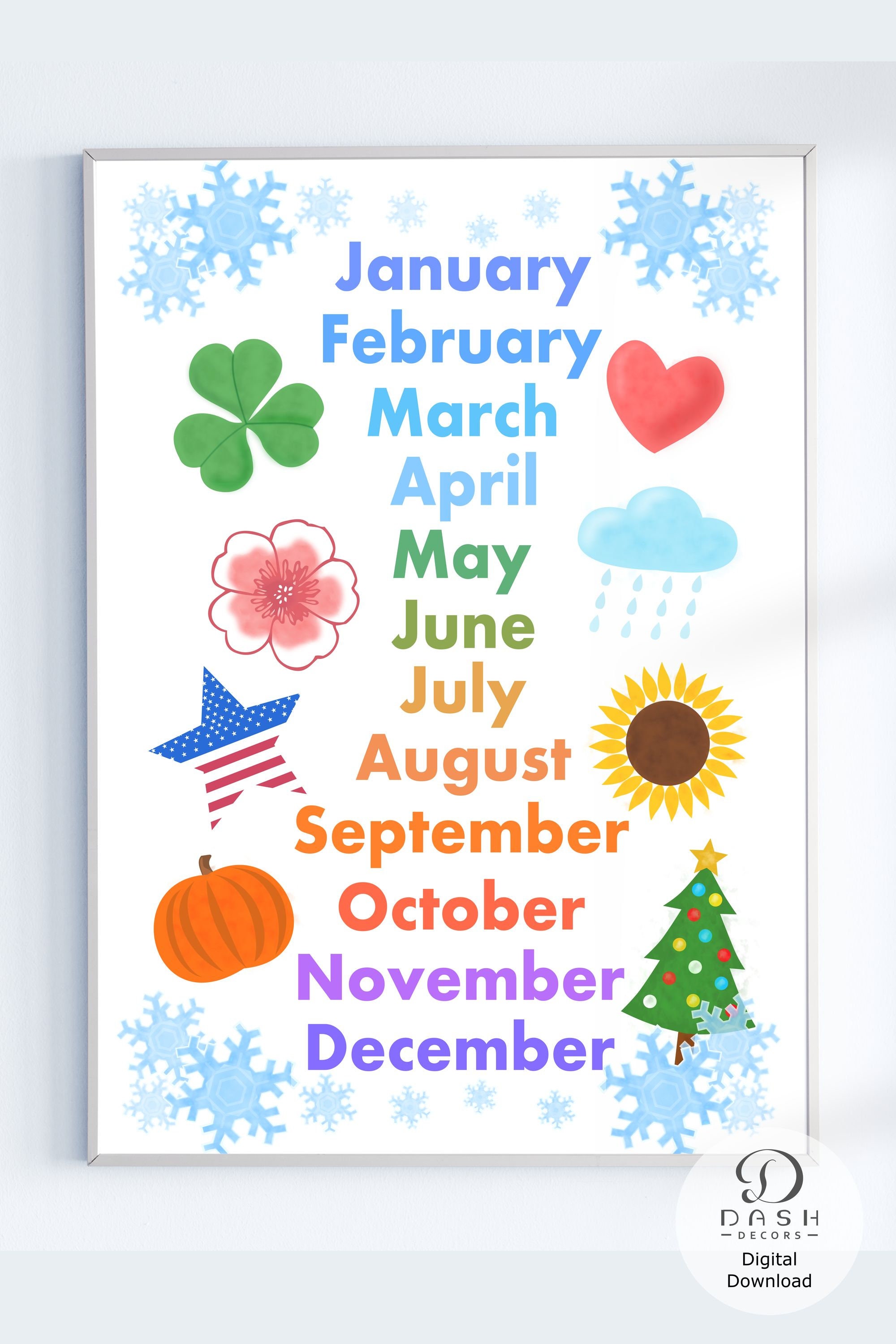 Months Of The Year Poster Printables