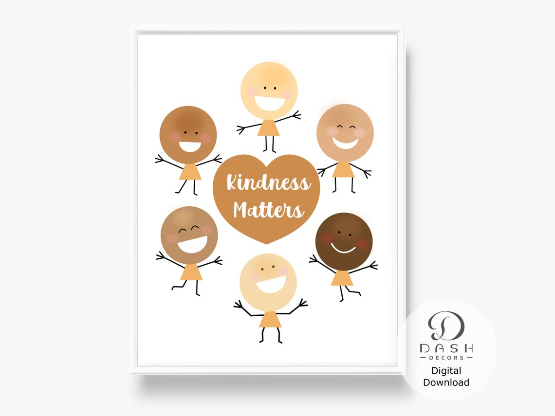 Kindness Matters Poster Sign & Wall Art for Kids Kindness - Etsy