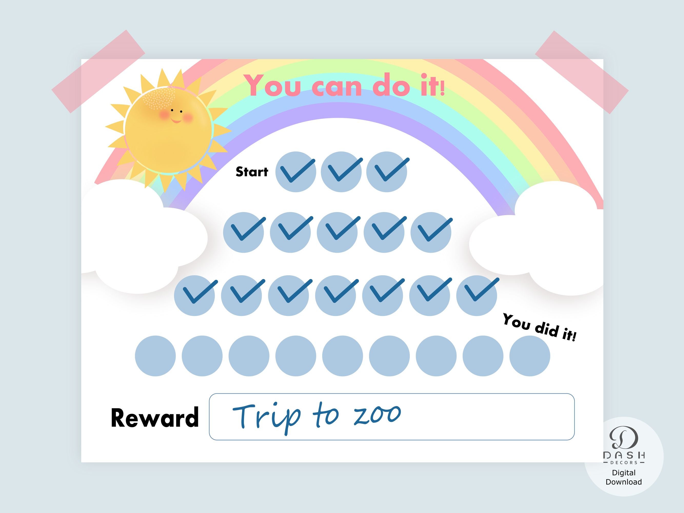 Printable Rainbow Reward Chart for Kids Potty Chart Sleep | Etsy