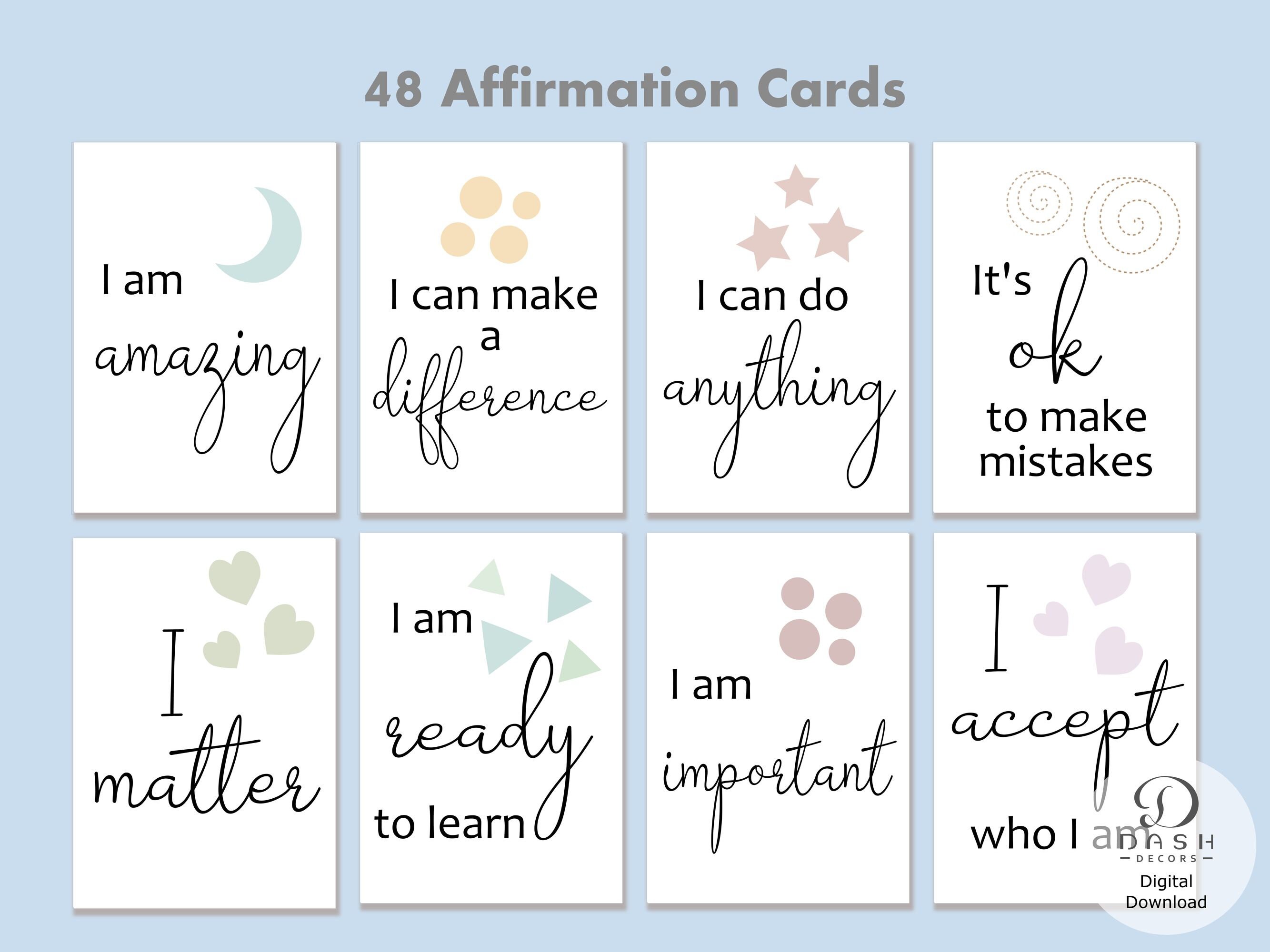 Printable Toddler Affirmation Cards Set for Kids & Toddlers Set of 48 ...