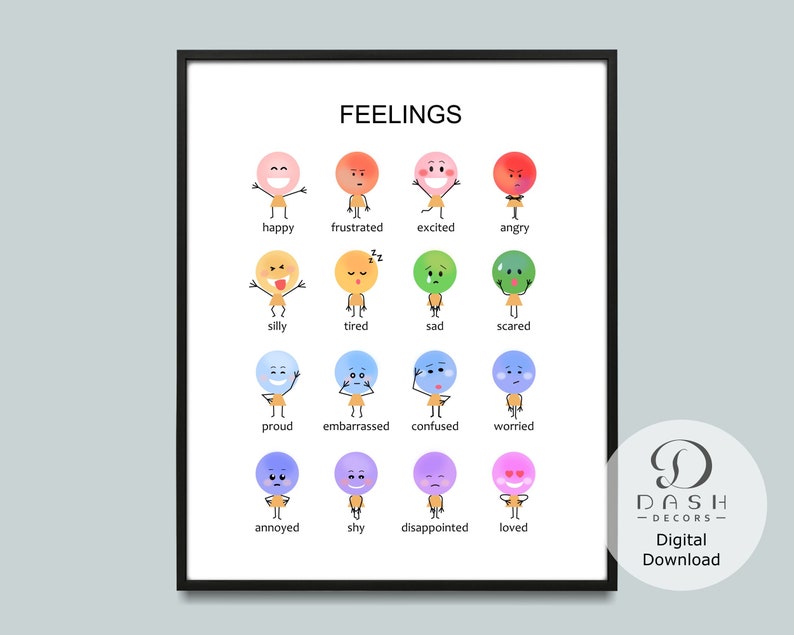 Rainbow Feelings Chart & Poster for Kid Feeling Chart Poster - Etsy