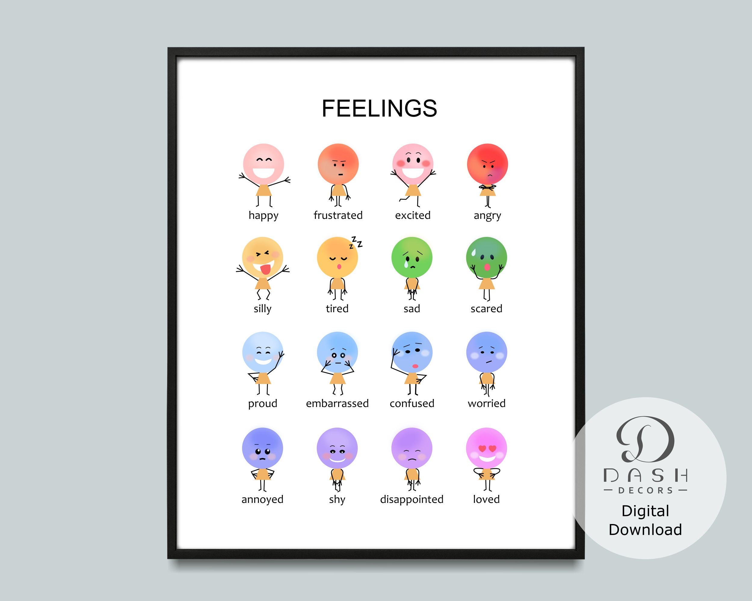 Rainbow Feelings Chart & Poster for Kid Feeling Chart Poster - Etsy