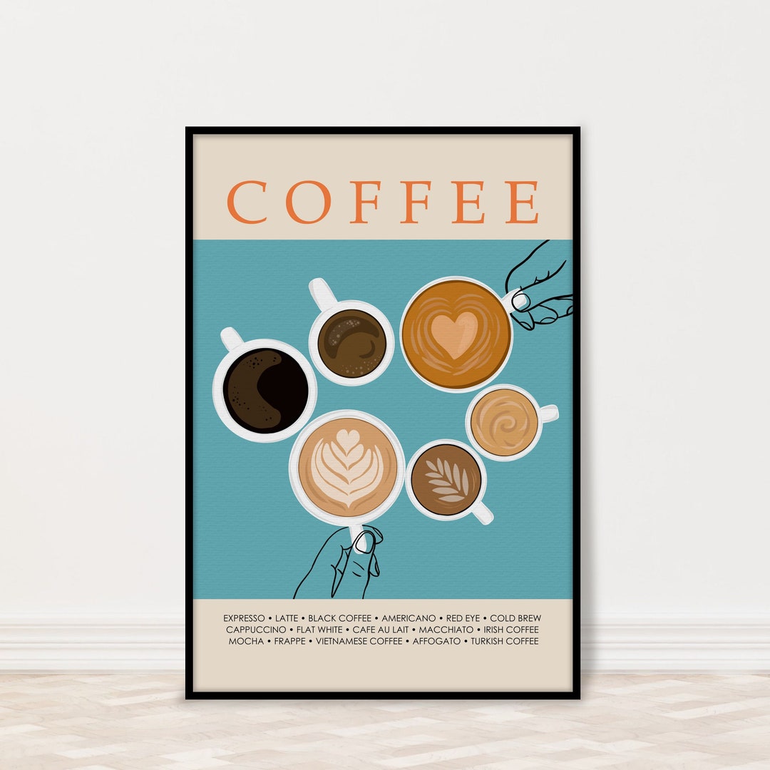 Blue Coffee Poster, Coffe Bar Art Print, Coffee Bar Sign, Coffee Bar ...
