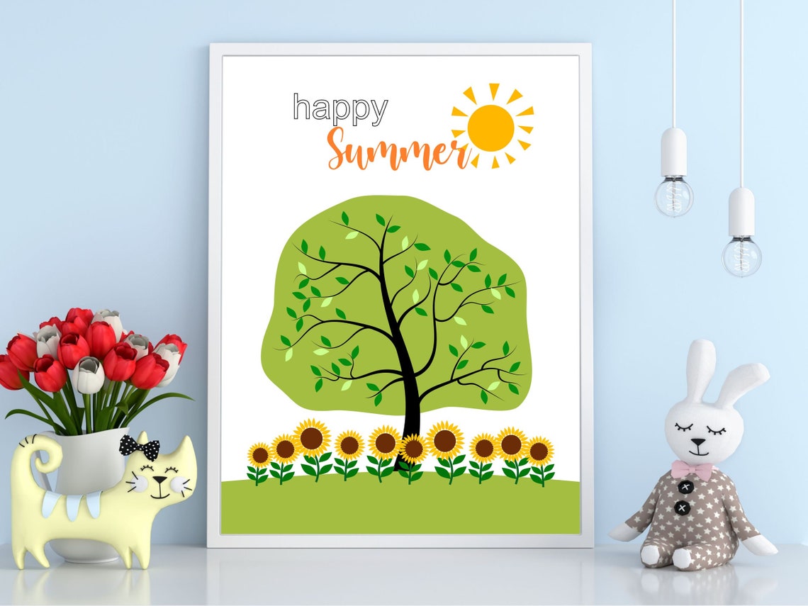 4 Season Wall Art, Poster & Print Set of 4 Four Season Trees Printable ...