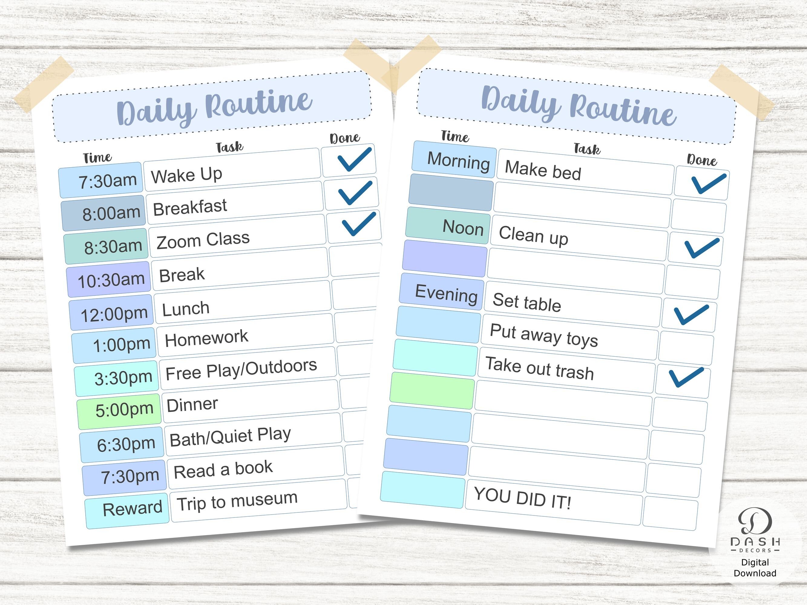 Editable Daily Routine Printable Chart for Kids Chore, Rhythm, Potty ...