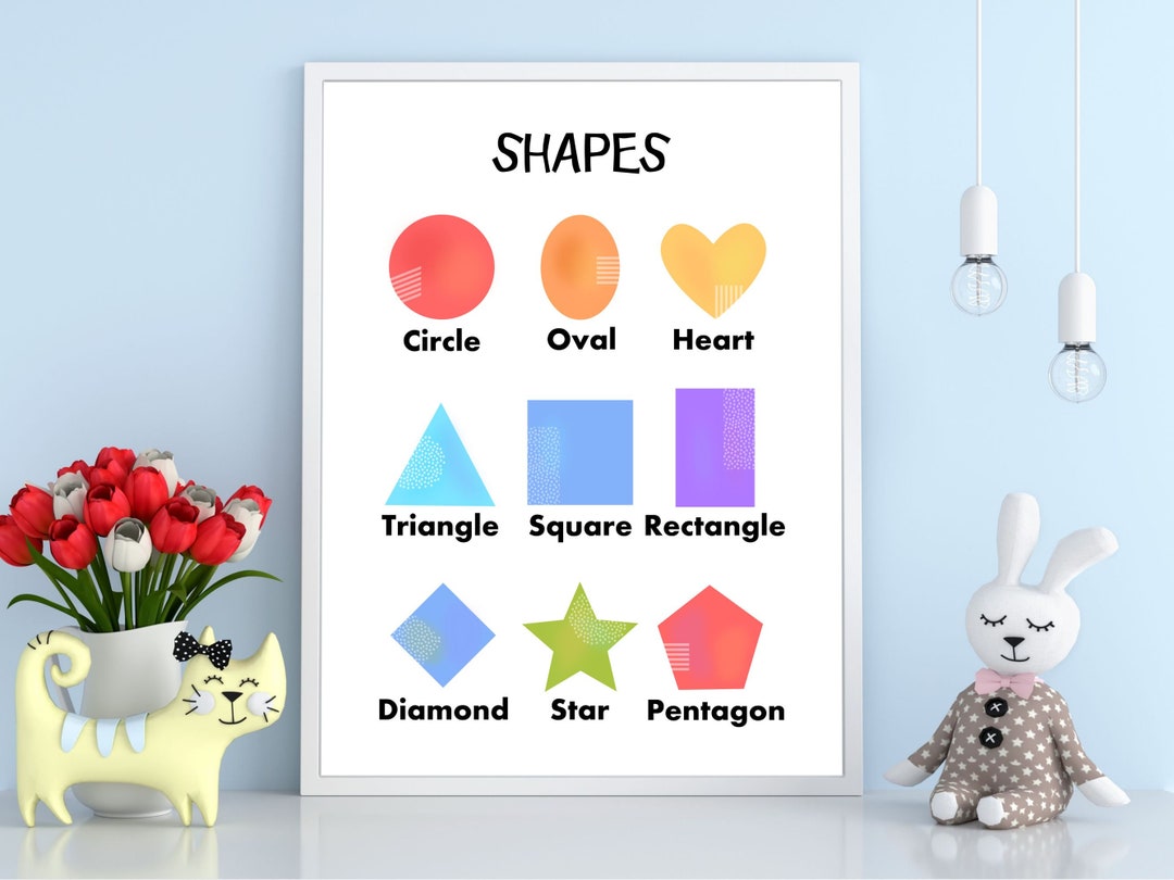 Geometric Shapes Printable Poster & Chart Rainbow Color Montessori ...