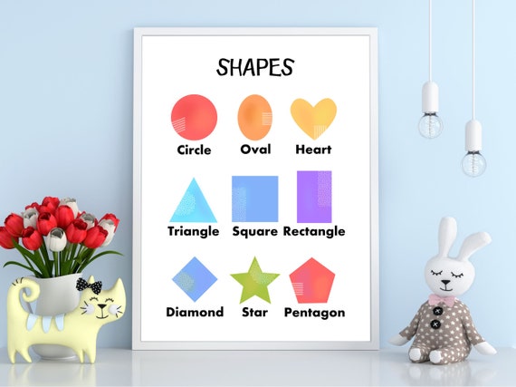 Geometric Shapes Printable Poster & Chart Rainbow Color | Etsy