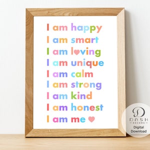Rainbow Affirmation Wall Art for Kids - Daily Affirmation Printable ...
