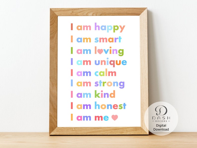 Rainbow Affirmation Wall Art for Kids Daily Affirmation - Etsy