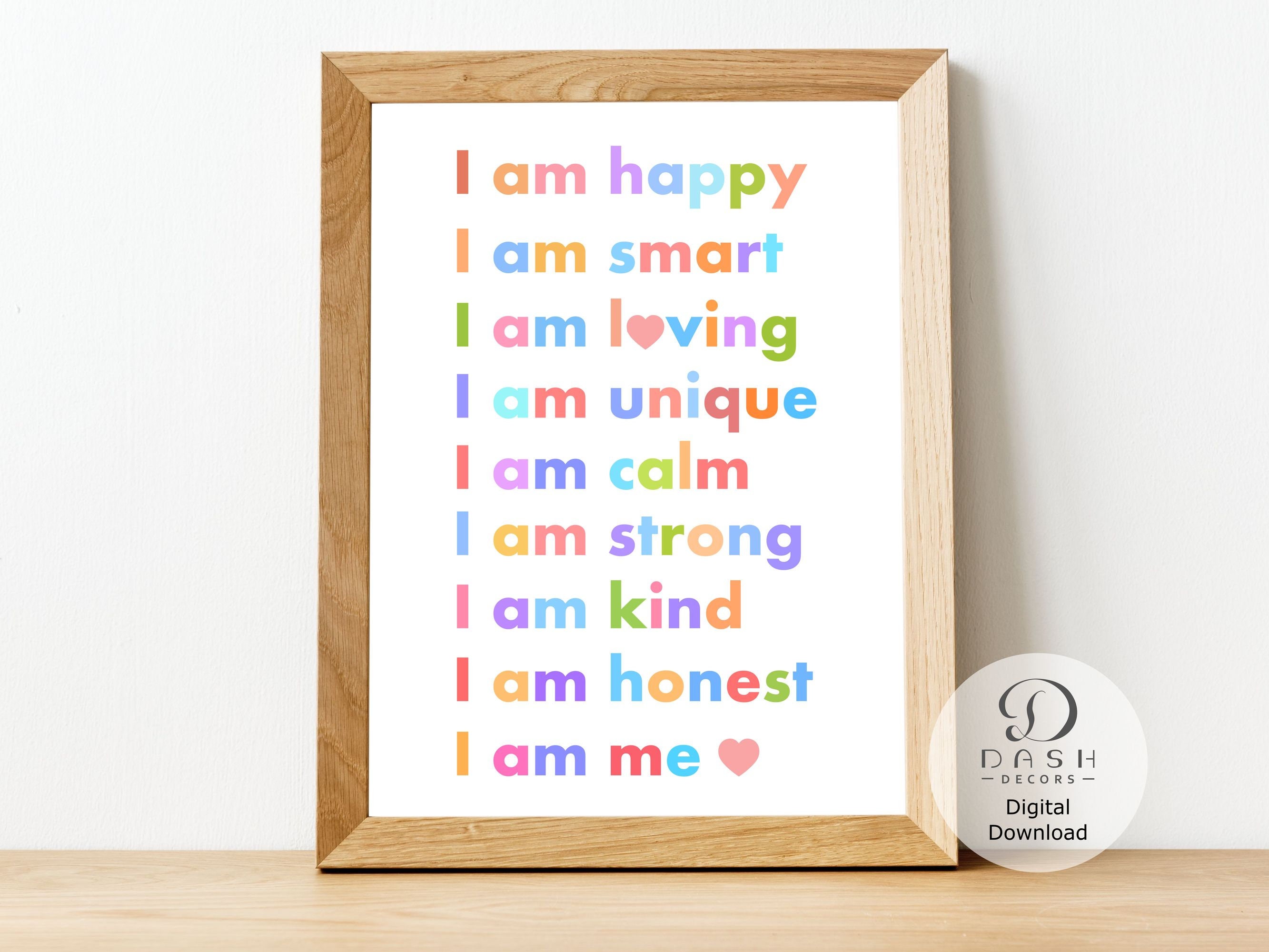 Rainbow Affirmation Wall Art for Kids Daily Affirmation - Etsy