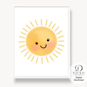 Yellow Sun Art Poster for Nursery, Printable Sun Print Wall Art, Sun ...