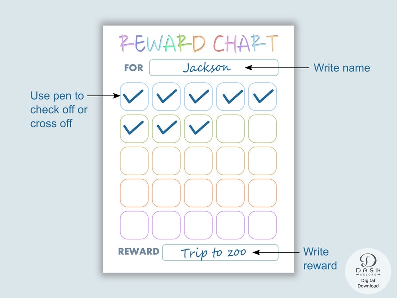 Rainbow Reward Chart for Kids - Printable Reward Chart for Potty ...