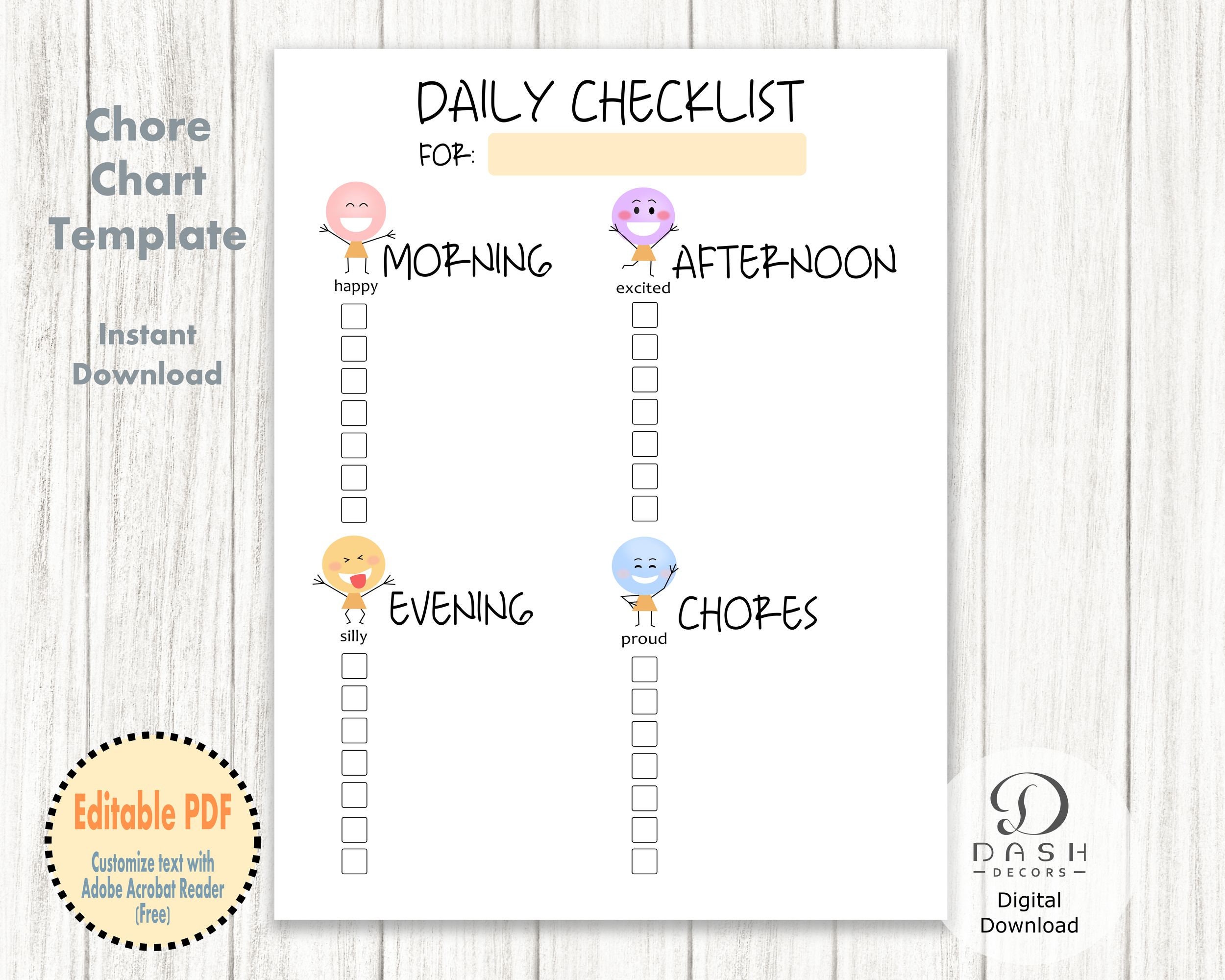 Calendars & Planners toddler responsibility and behavior chart Editable ...