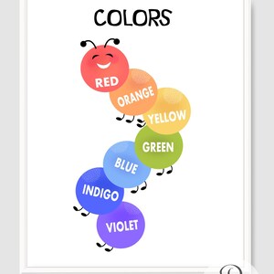 Learning Printable Color Chart & Poster for Pre K Learning - Montessori ...