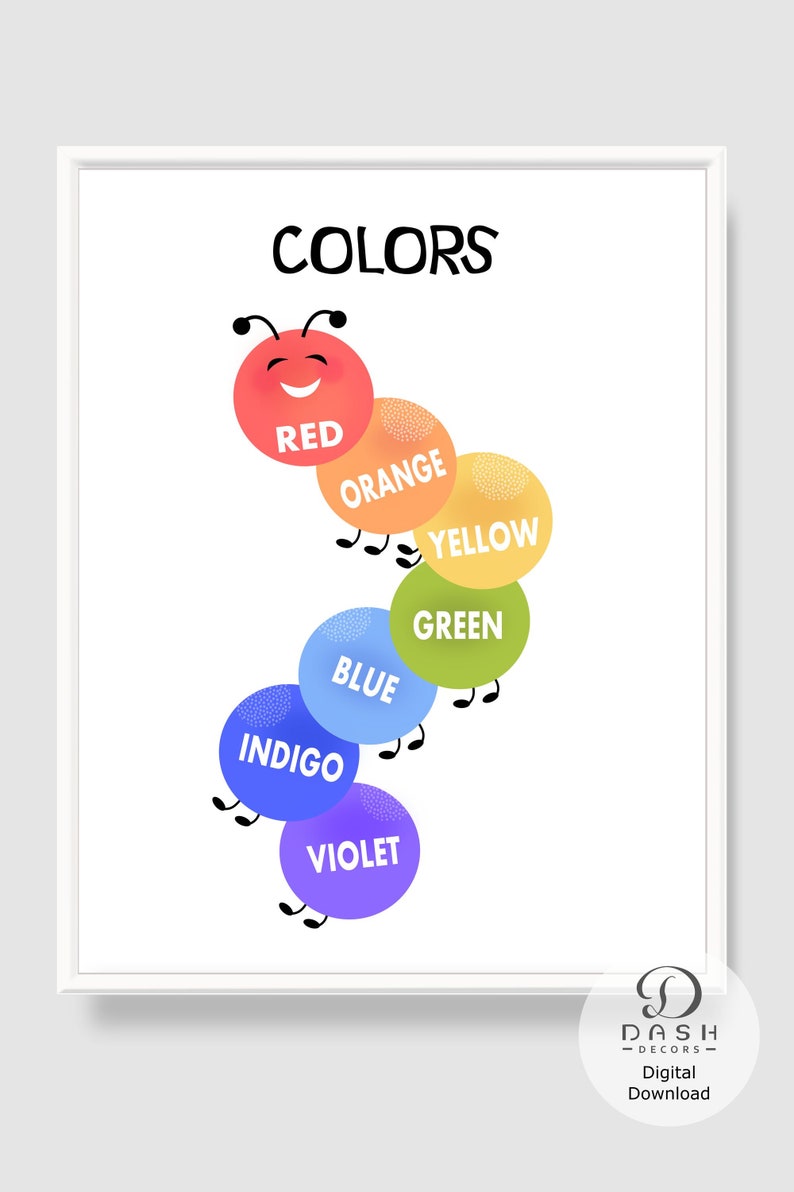 Learning Printable Color Chart & Poster for Pre K Learning Montessori ...