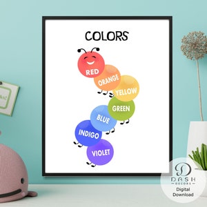 Learning Printable Color Chart & Poster for Pre K Learning - Montessori ...