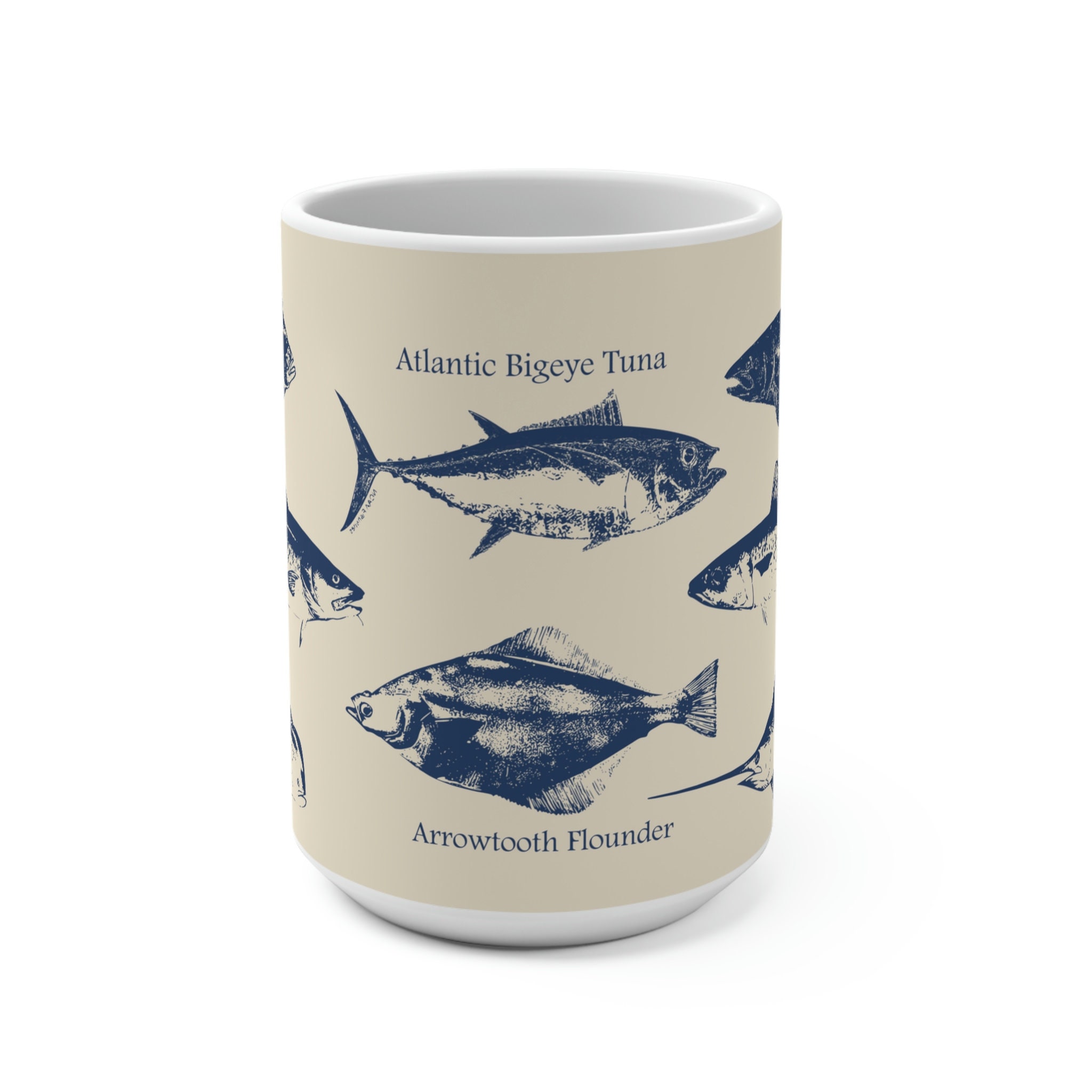 Blue Fish Coffee Mug 15oz, Large Handle Tea Mug, Birthday Gift for Dad ...