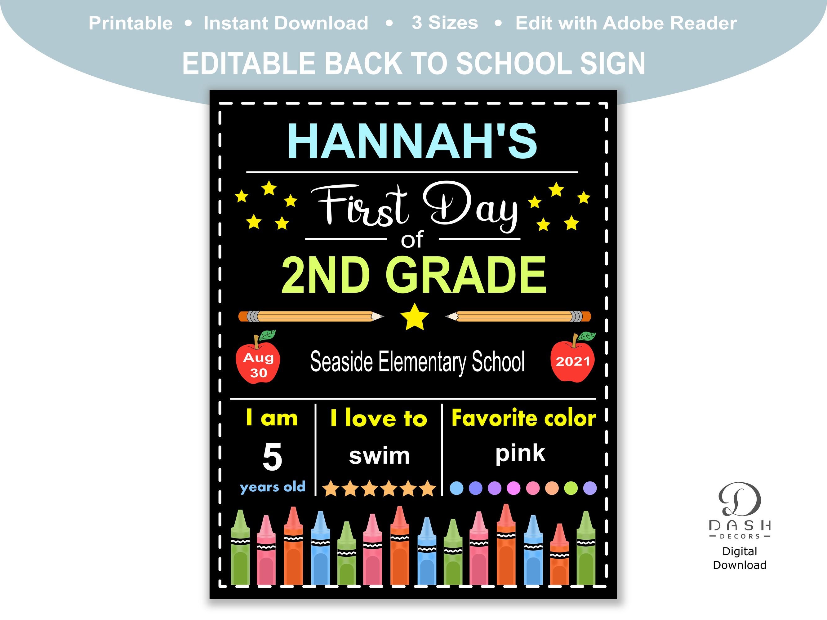 Editable First Day of School & Back to School Chalkboard Sign ...