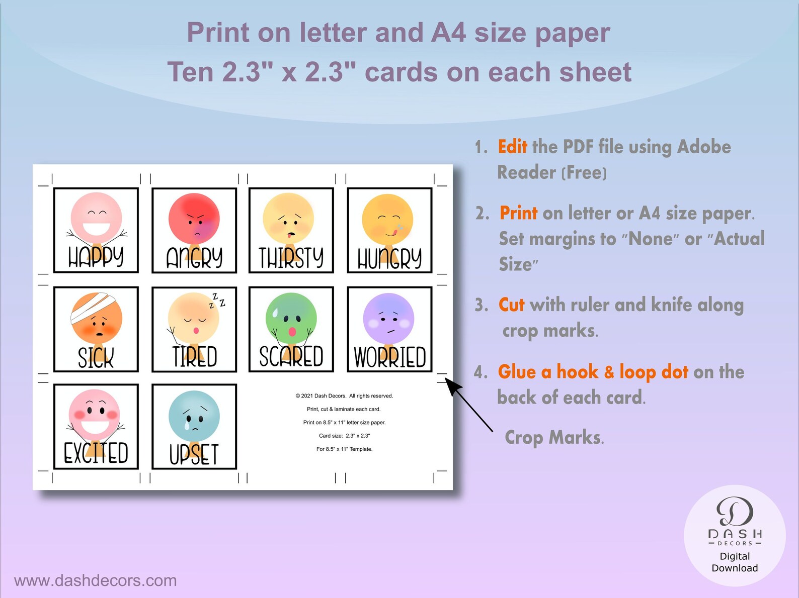 Visual I Am Feeling Chart and Cards Set for Kids, Toddlers - Printable ...