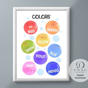 Rainbow Bubble Color Chart Poster for Kids and Toddlers - Montessori ...