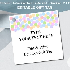 Editable Gift Tags Printable Pastel Confetti Custom Printable Gift Tags ...