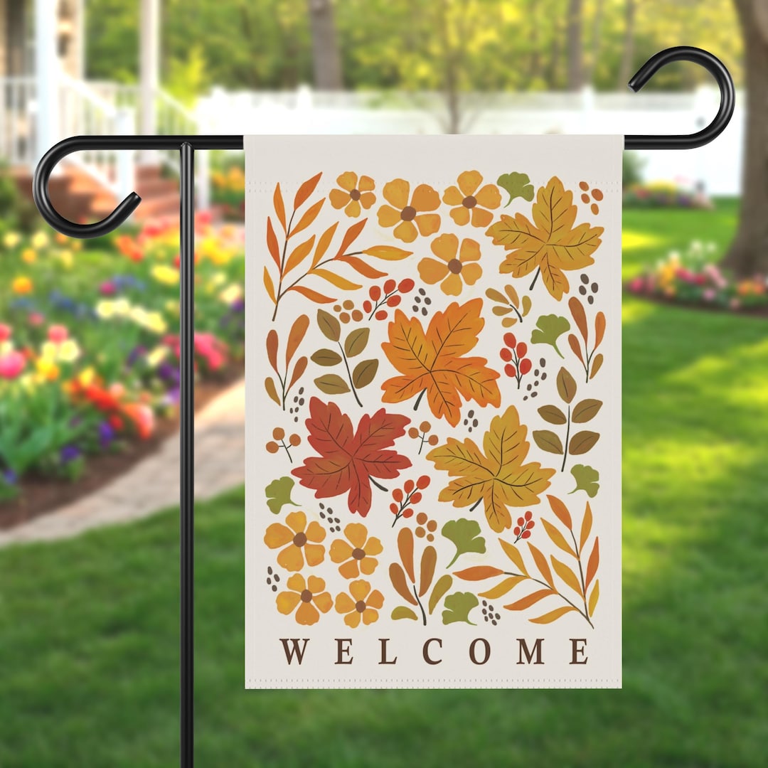 Boho Fall Foliage Welcome Garden Flag and House Flag | Cottagecore ...