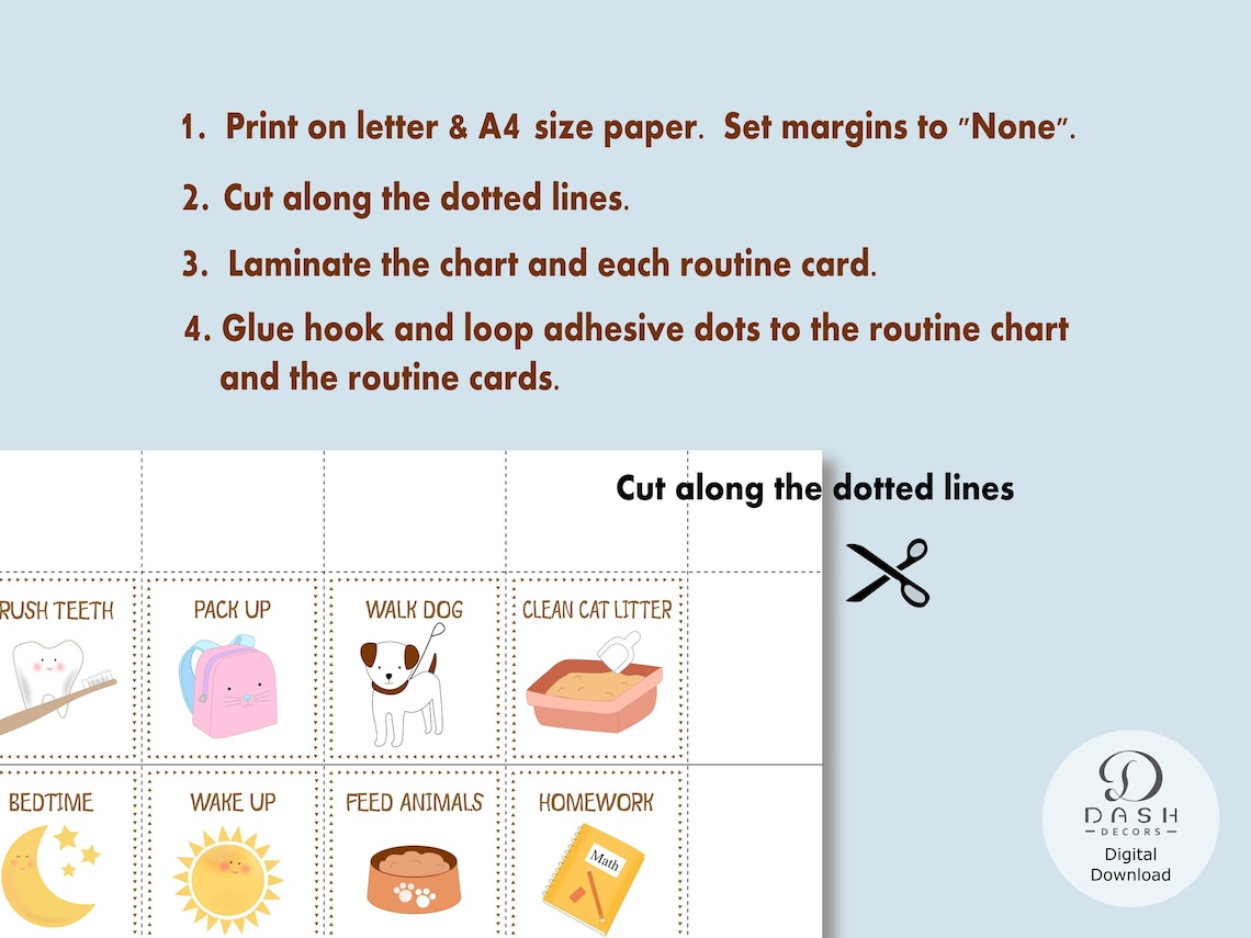 Visual Daily Responsibility Chart With Routine Cards for Kids | Etsy