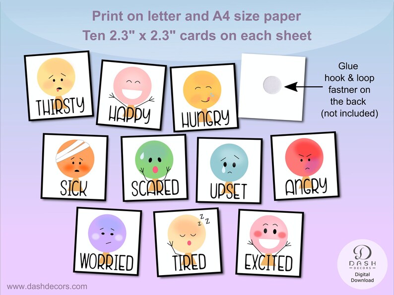 Visual I Am Feeling Chart and Cards Set for Kids, Toddlers - Printable ...