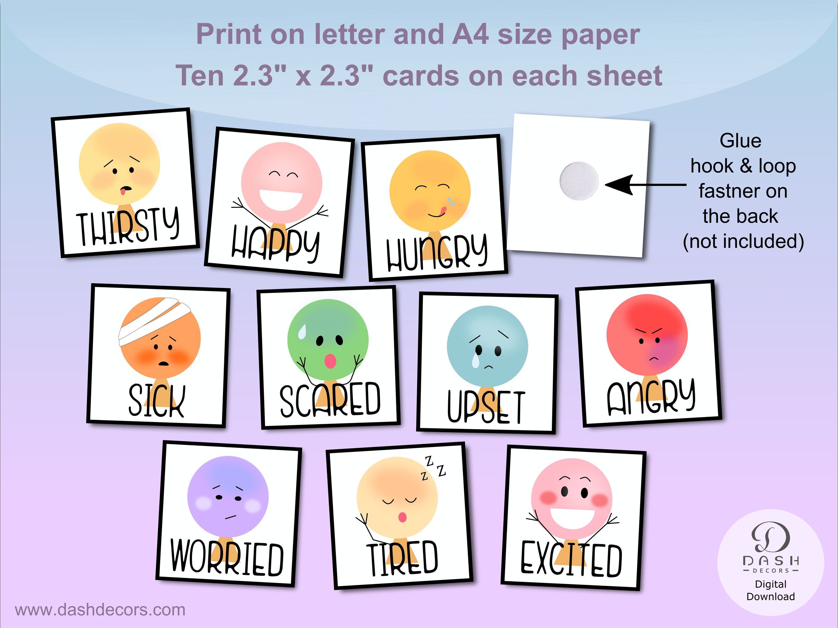 Visual I Am Feeling Chart and Cards Set For Kids, Toddlers Printable ...