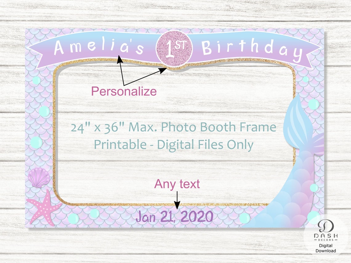 DIY Personalized Mermaid Photo Booth Frame - Selfie Frame Photo Booth ...