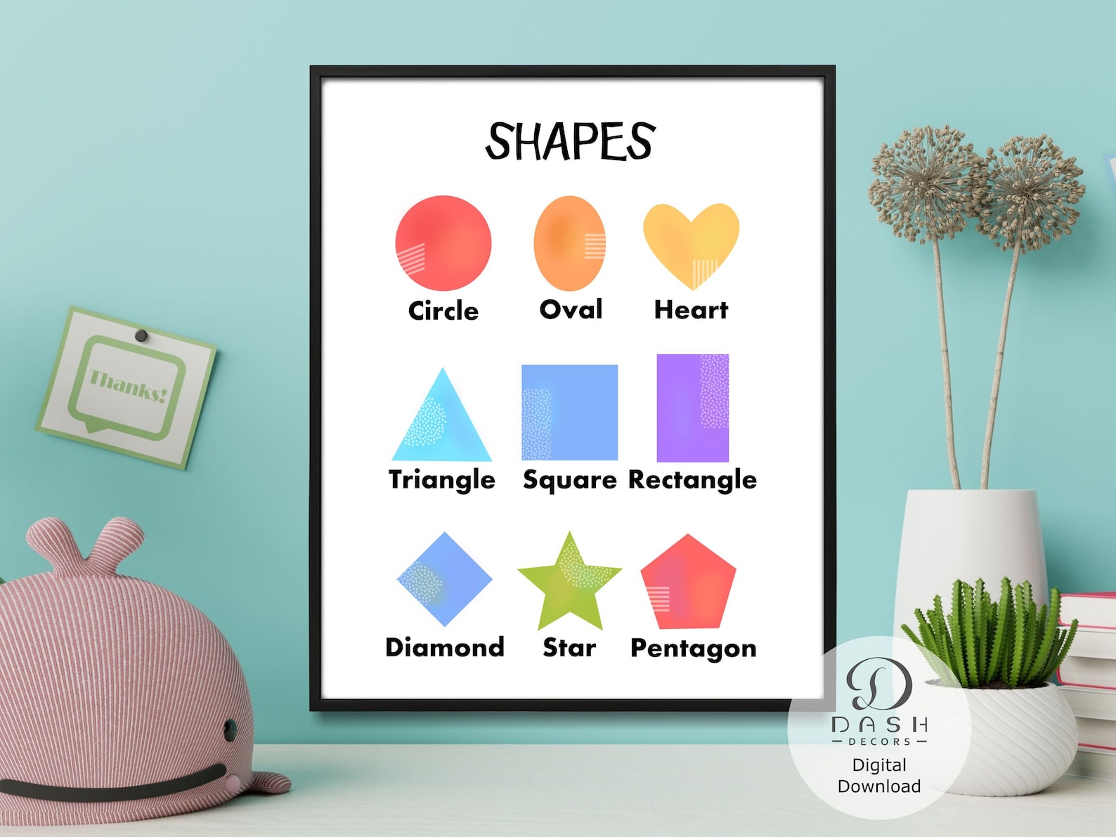 Geometric Shapes Printable Poster & Chart Rainbow Color - Etsy
