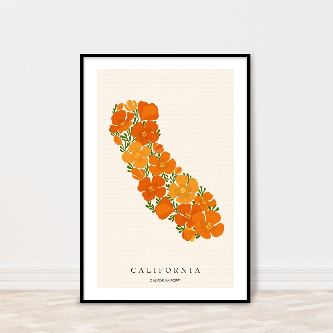 California Poppy State ART PRINT, California State Flower Poster ...