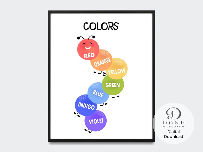 Learning Printable Color Chart & Poster for Pre K Learning Montessori ...