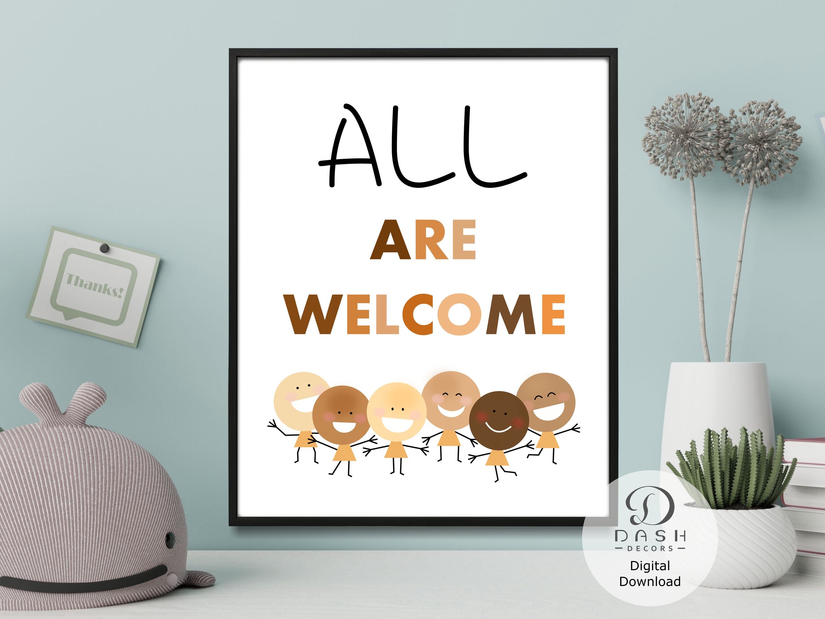 All Are Welcome Here Sign for Classroom & Preschool All Are - Etsy