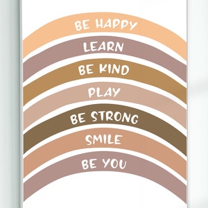 Boho Rainbow Daily Affirmation Wall Art for Kid's Room, Playroom ...