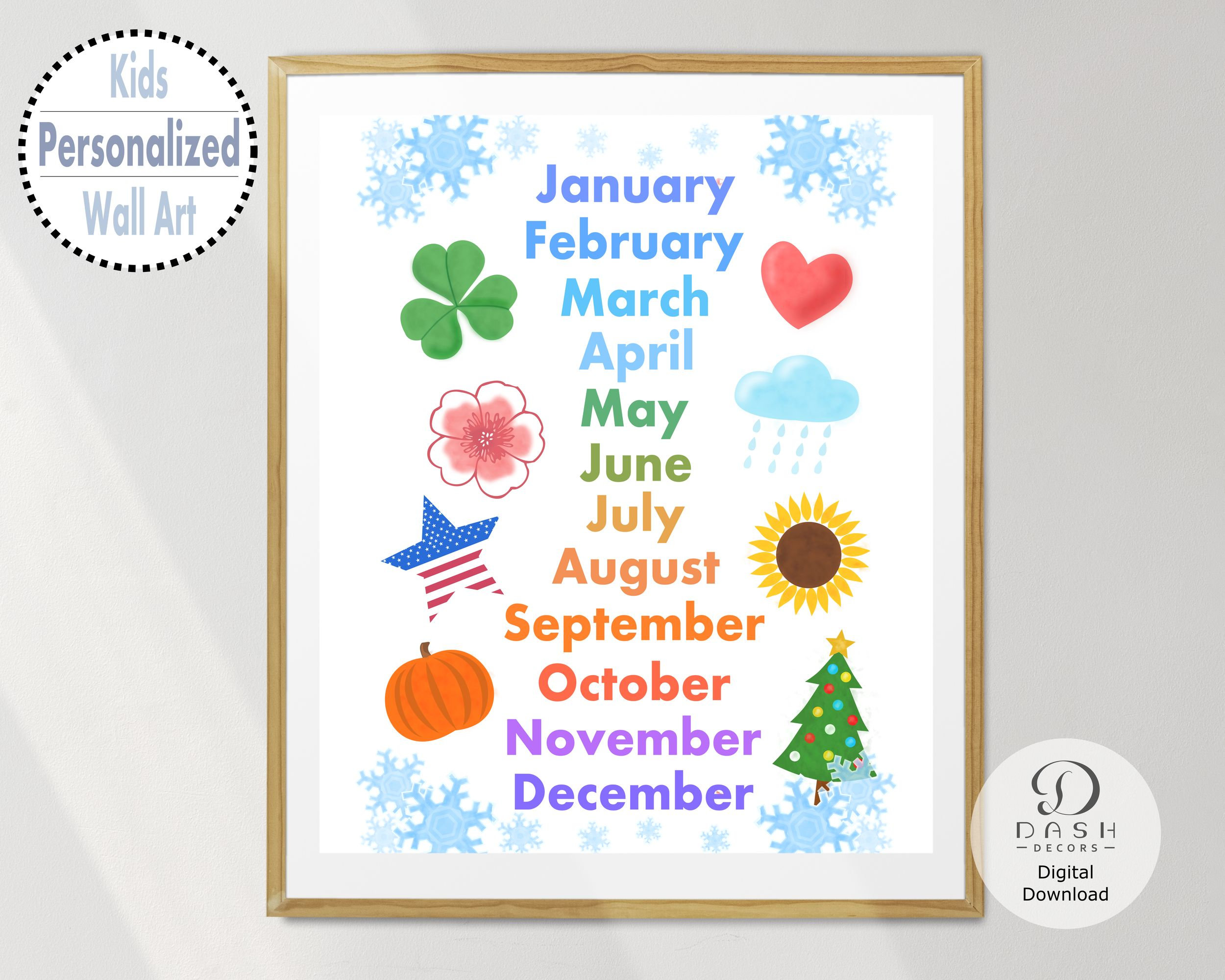 Months of the Year Montessori Poster Months Educational Learning ...