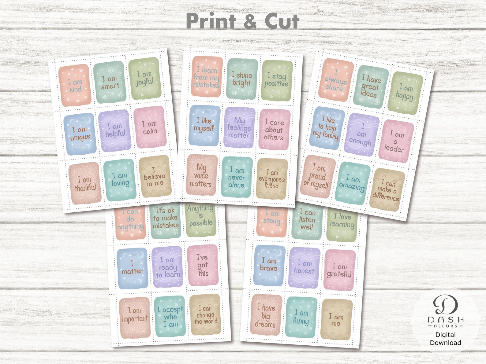 Printable Daily Affirmation Cards for Kids Set of 45 | Etsy