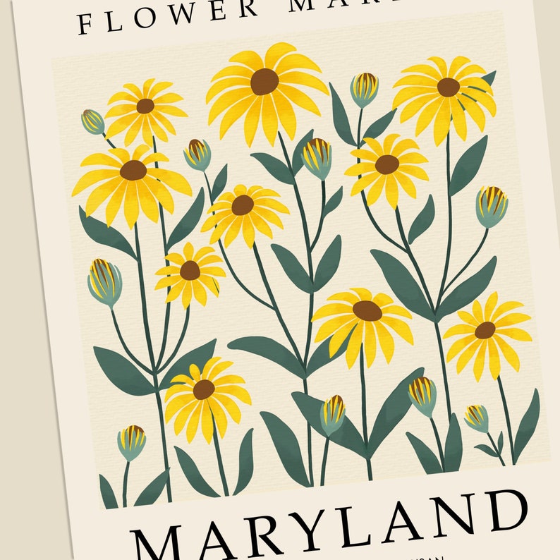Maryland Black-eyed Susan Flower Market Art Print, Maryland State ...