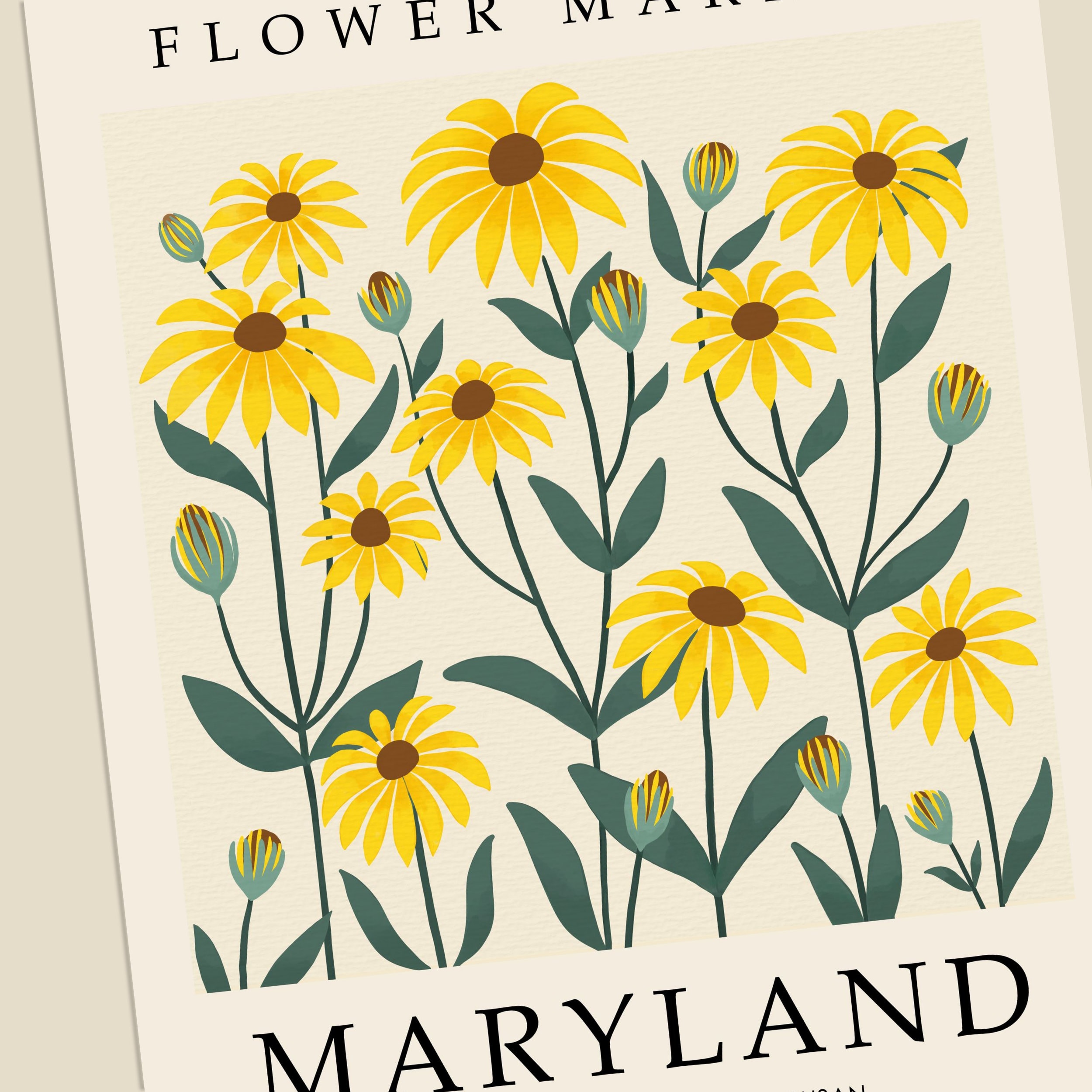 Maryland Black-eyed Susan Flower Market Art Print, Maryland State ...