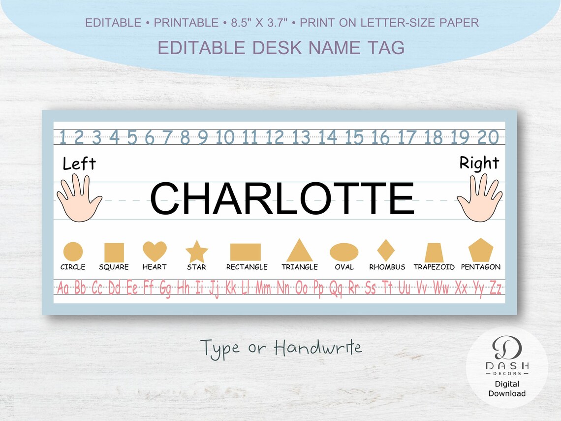 Editable Desk Name Tags for Classroom, Student Name Tags for School ...