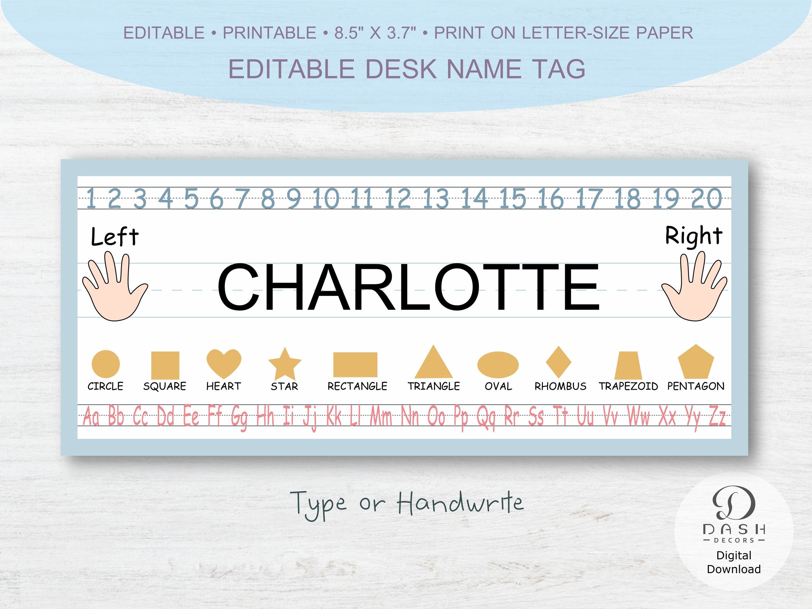 Editable Desk Name Tags for Classroom, Student Name Tags for School ...